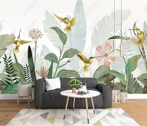 Tropical Rainforest Plants Wall Mural Wallpaper Simple - Etsy