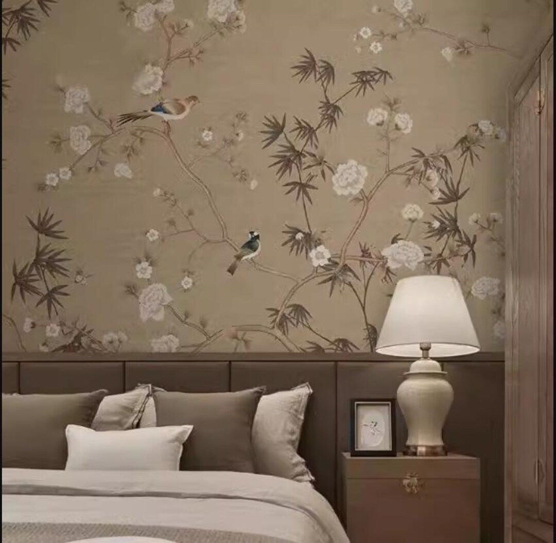 Chinoiserie Retro Vintage Flowers Vines Wallpaper, Cherry Blossom Vines ...