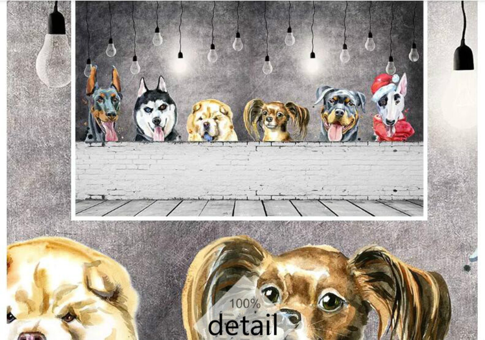 Nordic Simple Cartoon Dogs Nursery Wallpaper Wall Mural Grey - Etsy UK