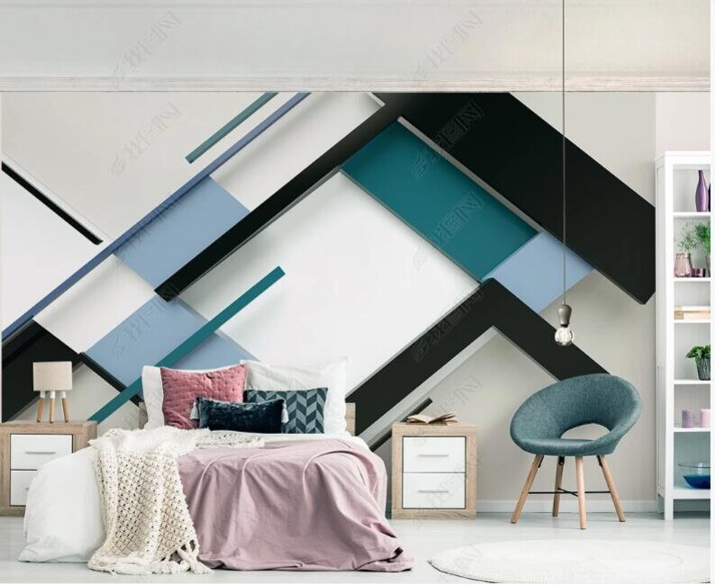 3D Geometric Wallpaper Wall Mural Unique 3D Geometric Wall - Etsy