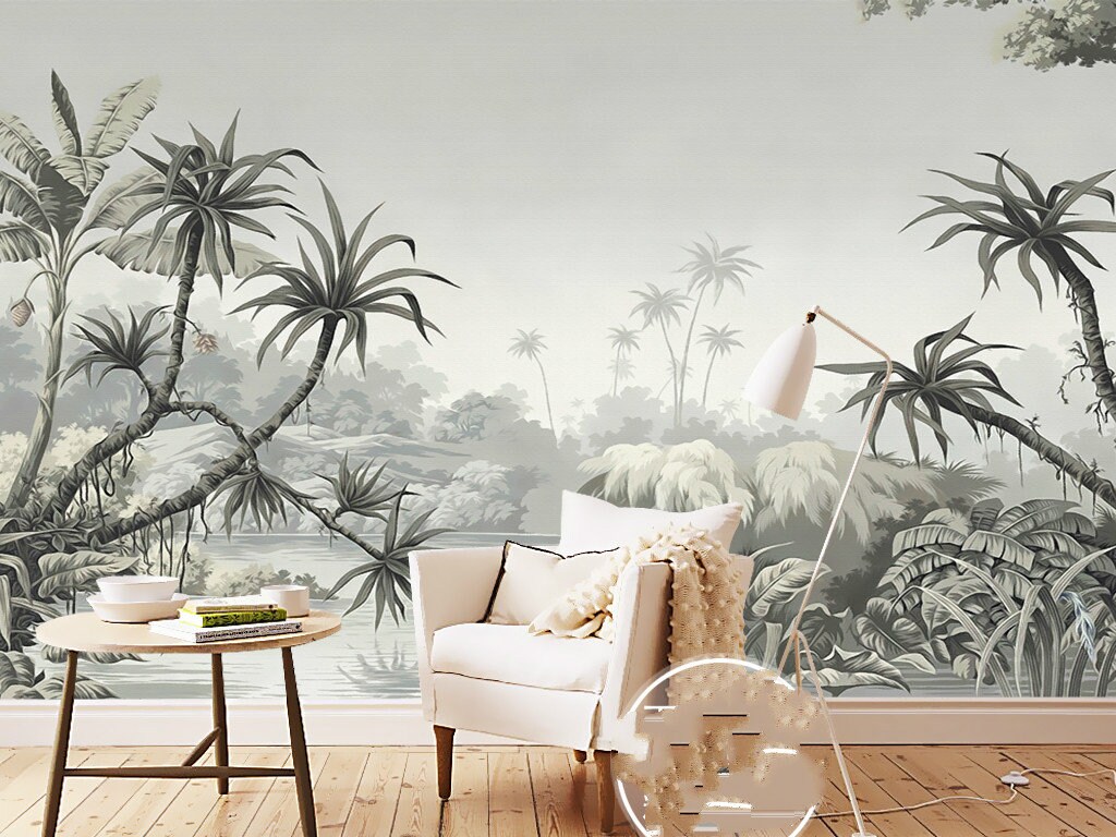 Oil Painting Coconut Tree Scenic Wallpaper Wall Muralcoconut | Etsy