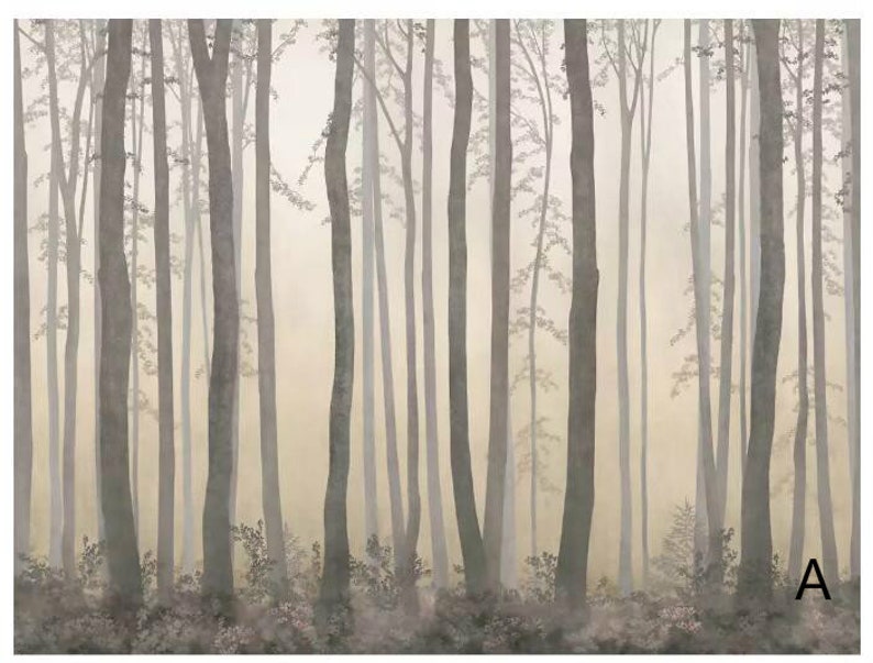 Oil Painting Abstract Forest Trees Wallpaper Wall Mural Retro - Etsy