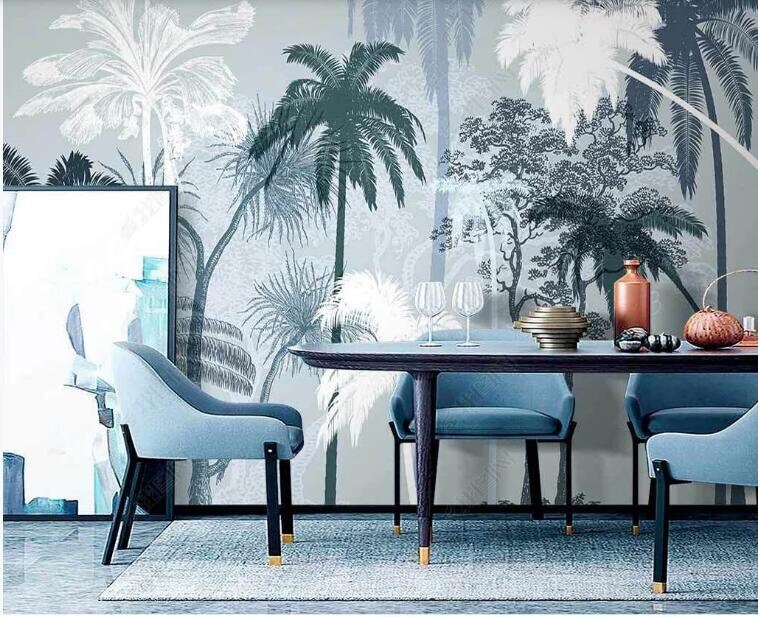 Tropical Plant Bush Coconut Tree Wallpaper Wall Mural Trees | Etsy