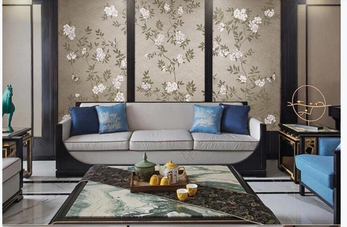 American Countryside Style Flowers Floral Wallpaper Wall - Etsy