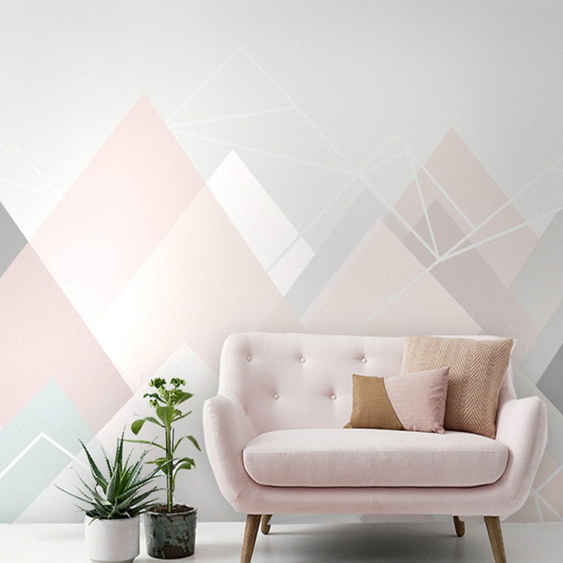 Geometric Mountains Nursery Wallpaper Mural: Abstract Triangles - Etsy