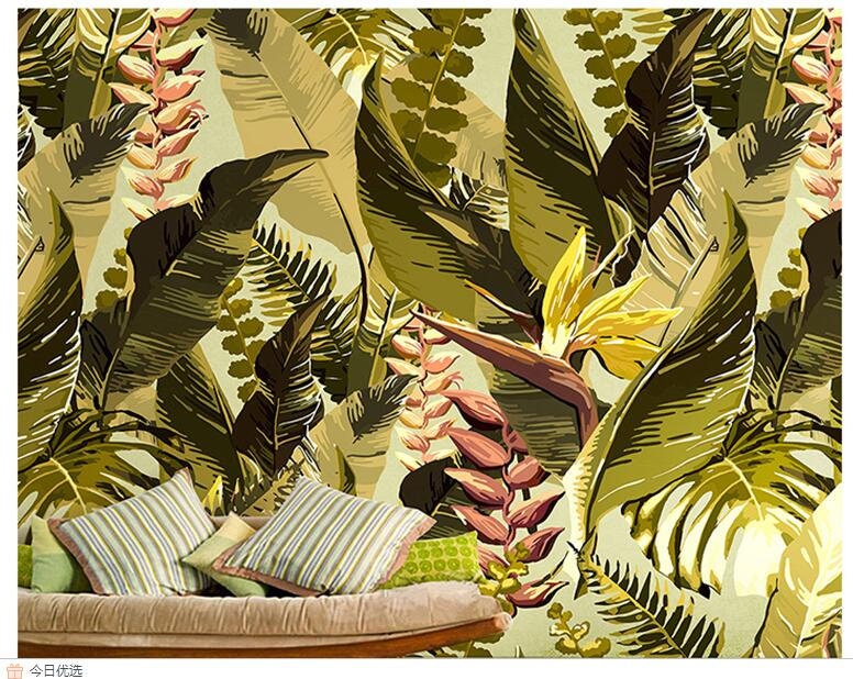 Tropical Rainforest Leaves Wallpaper Wall Mural High Quality - Etsy