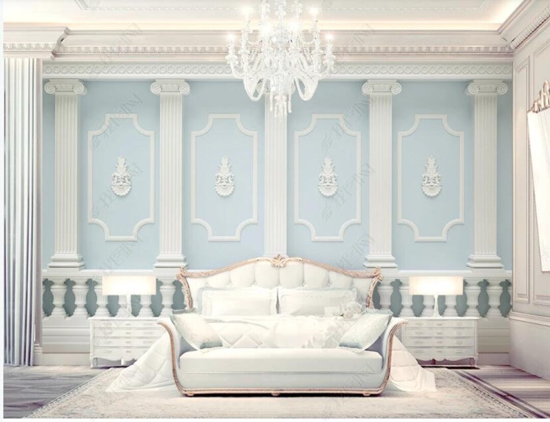 3D Roman Column Wallpaper Wall Mural, Column With Carving Flowers Wall ...