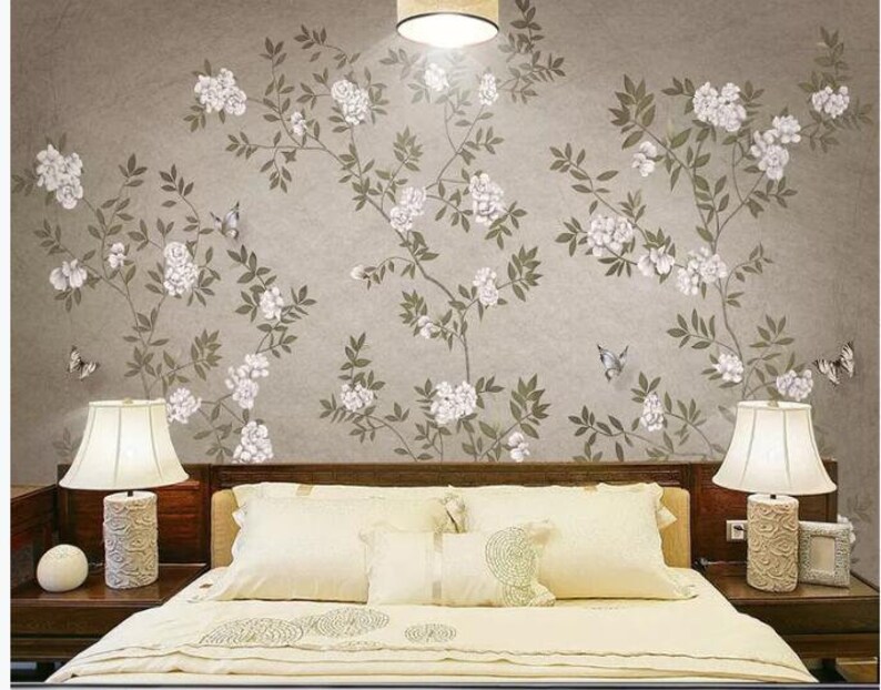 American Countryside Style Flowers Floral Wallpaper Wall | Etsy