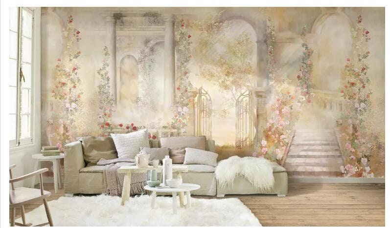 Abstract Oil Painting Palace Roman Column Garden Wallpaper - Etsy Australia