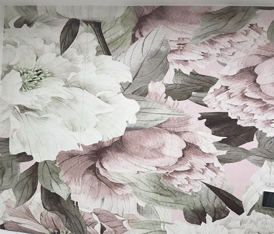 Vintage American Countryside Style Floral Wallpaper Wall | Etsy