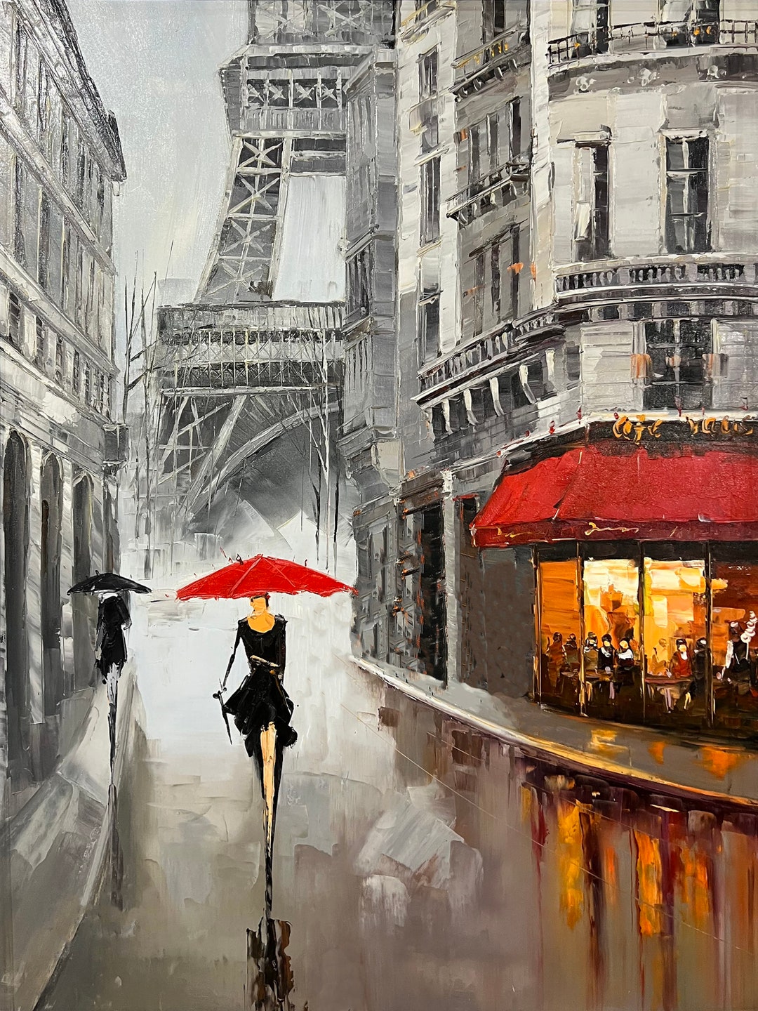 Original "memories of Paris" Hand-painted Artwork, Wrapped Canvas ...