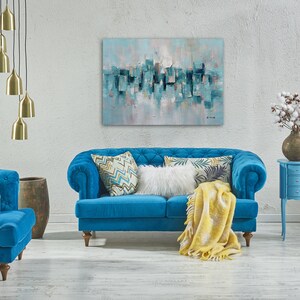 Hand Painted Art "abstract Turquoise City" Oil Painting Artwork ...