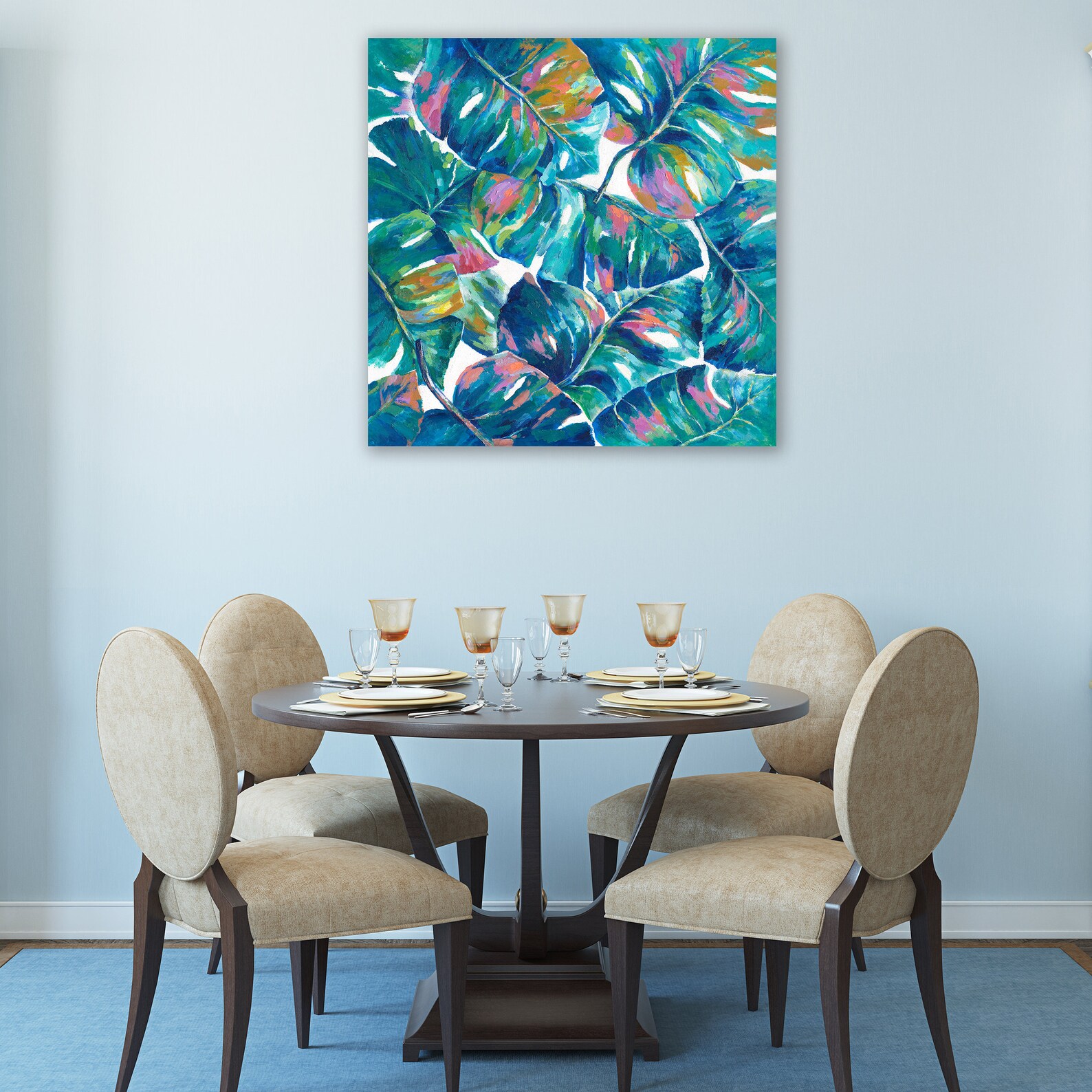 Hand-painted Rain Forest Flowers Painting: Original Wrapped Canvas Art ...