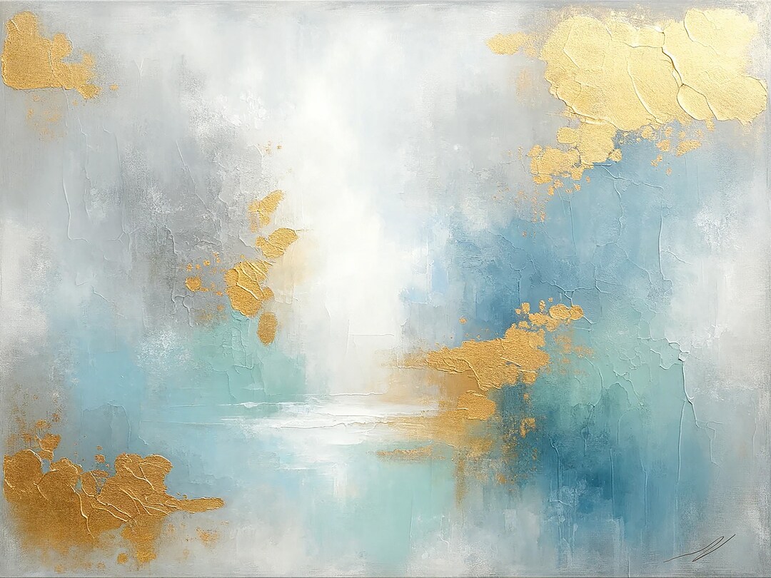 Original Art "ethereal Golden Shores Abstract Painting" - Hand-painted ...