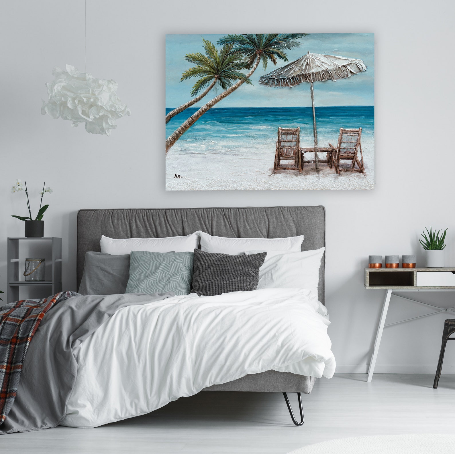 Hand-painted Beach Scene Oil Painting on Wrapped Canvas - Etsy