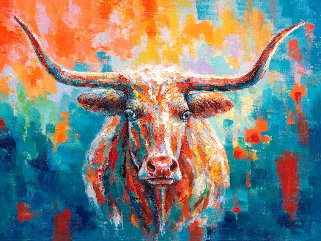 Hand-painted "american Bull" Oil Painting on Wrapped Canvas - Etsy