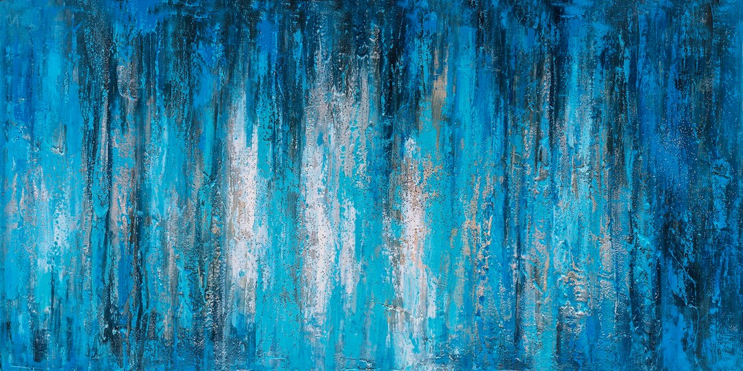 Mystical Blue Abstract Oil Painting: Textured Canvas Wall Art - Etsy