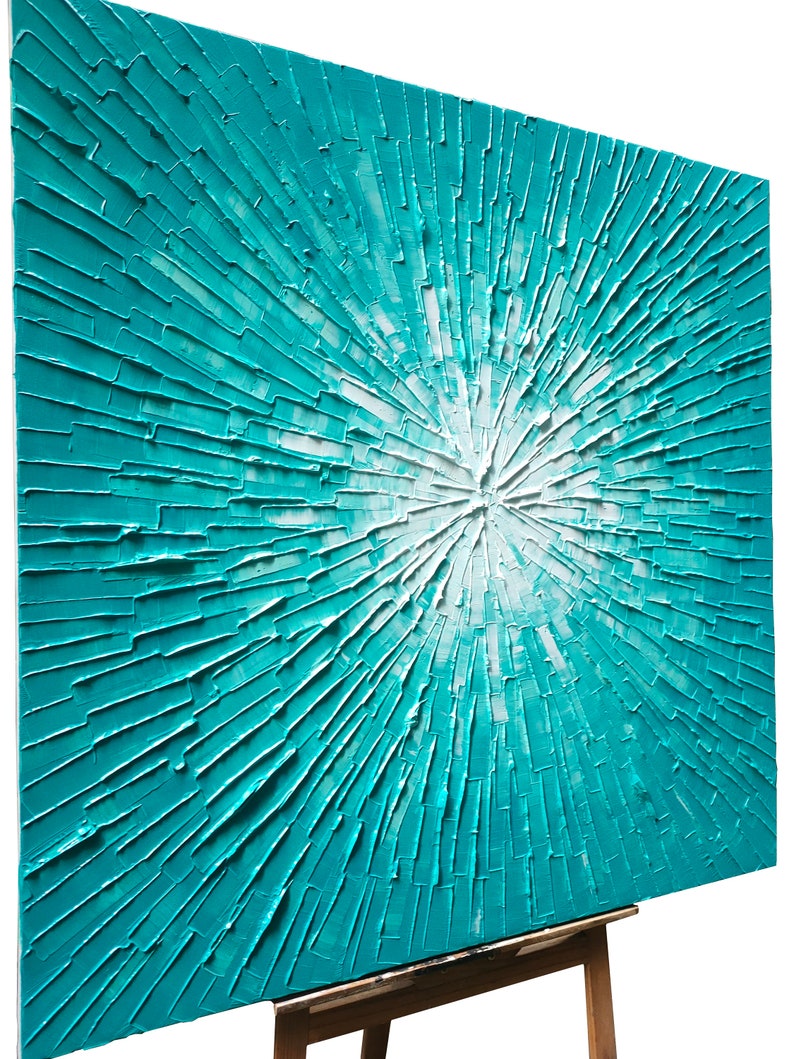 3D Hand Painted Heavy Textured Abstract Art blue Sky in - Etsy