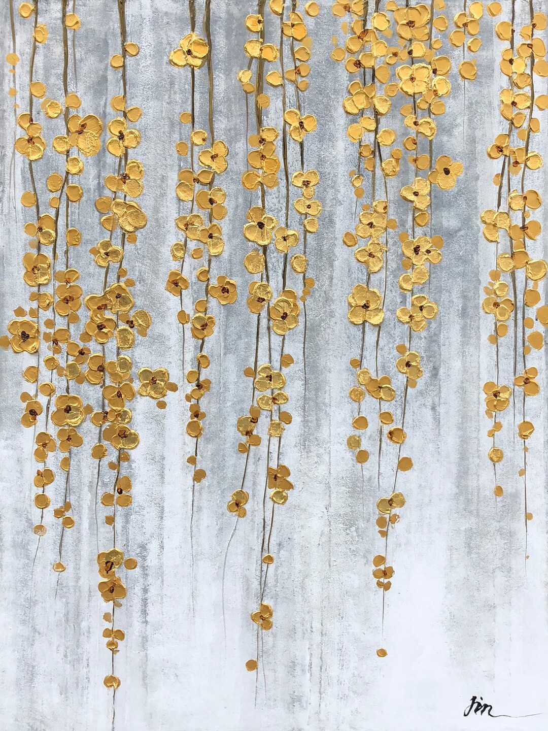 Golden Drift: A Contemporary Hand-painted Abstract Art of Naturally ...
