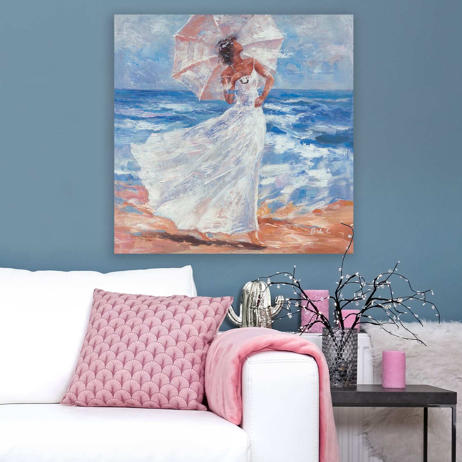 Enchanting Seascape: "proud Girl by the Sea" - Hand-painted Canvas ...