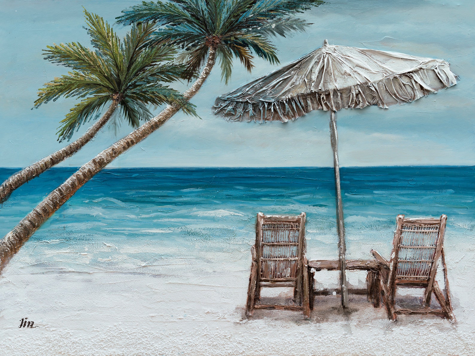 Hand-painted Beach Scene Oil Painting on Wrapped Canvas - Etsy