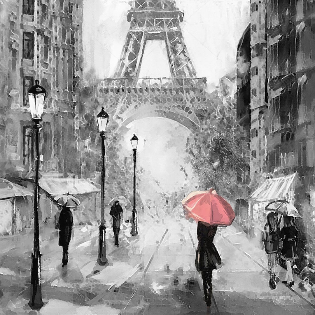 Original paris in the Rain Hand-painted Artwork - Etsy