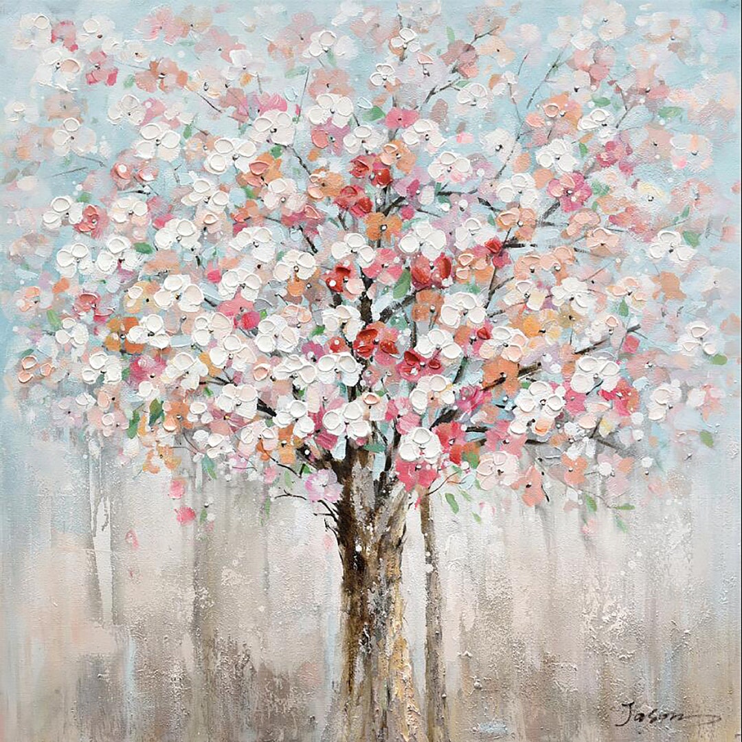 Hand-painted Art "spring Romantic Flowers" Painting on Canvas Original ...