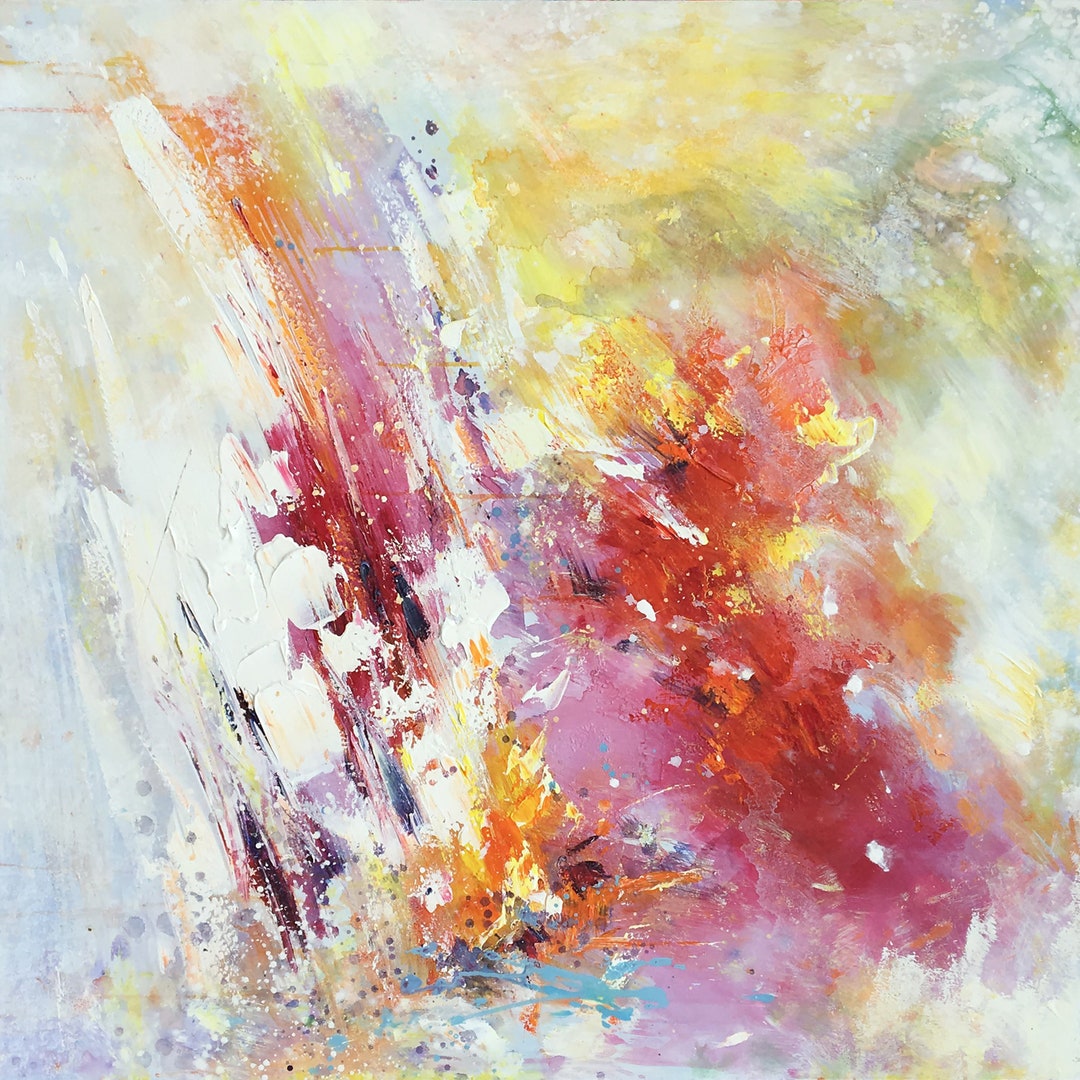 Hand-painted "abstract Colorful Waterfall" Oil Painting Original Art ...
