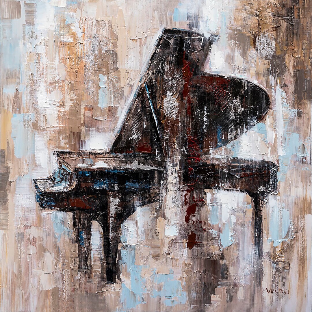 Hand Painted Abstract Art "memory Black Piano" Painting Original, Wall ...