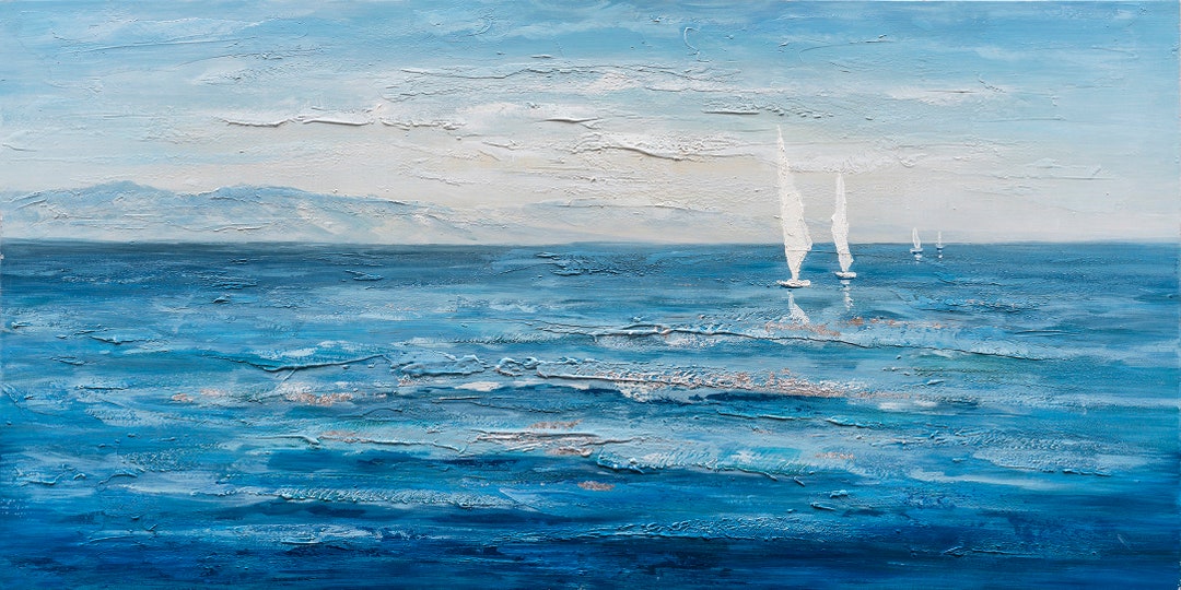 Hand Painted Art "calm Sea" Painting on Canvas Original, Canvas Wall ...