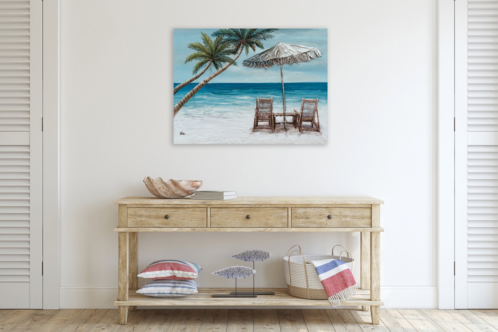 Hand-painted Beach Scene Oil Painting on Wrapped Canvas - Etsy