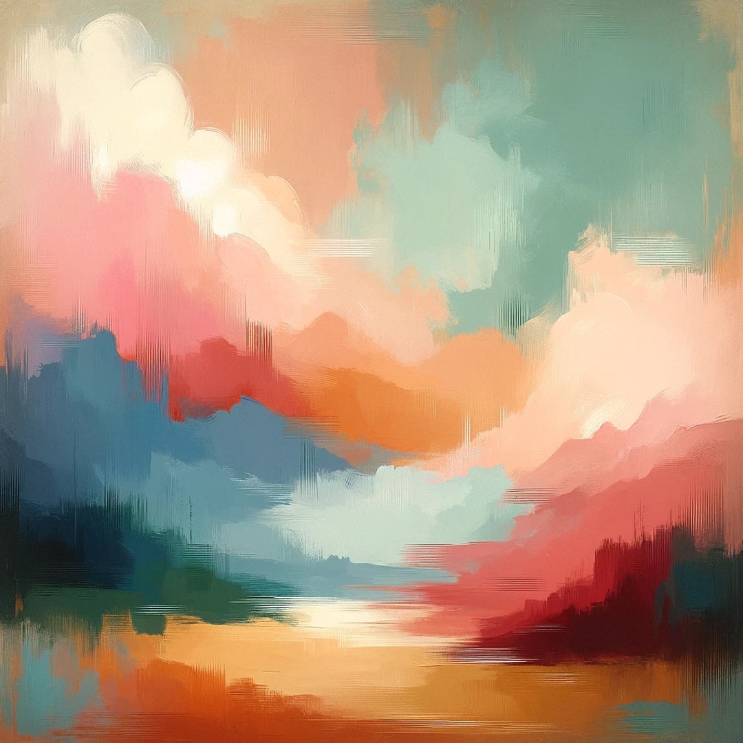 Original sunset Mirage: Vibrant Abstract Landscape Hand-painted Art for ...