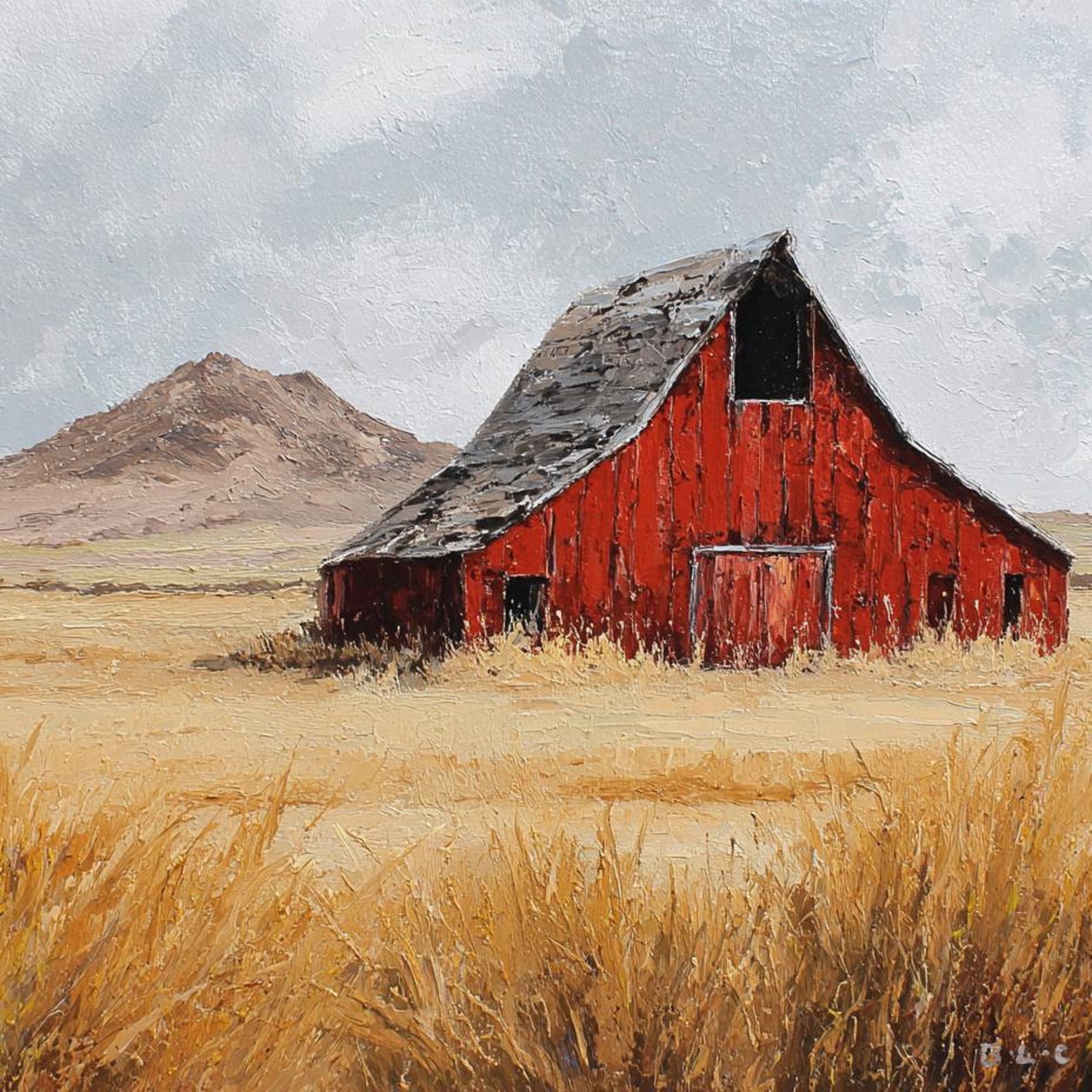 Red Barn Oil Painting: Rustic Farmhouse Landscape Canvas Art - Etsy