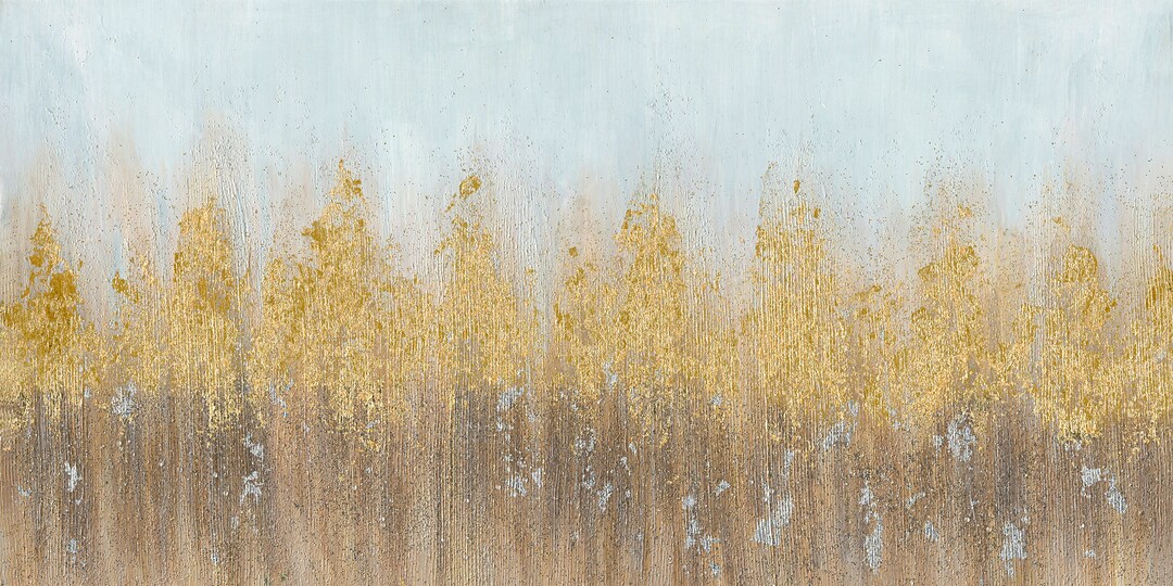 Hand Painted "abstract Gold Grove Trees" Oil Painting Original Art ...