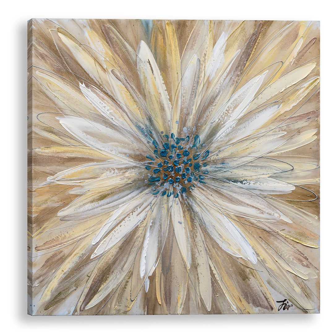 Original Hand Painted Abstract Flower Canvas Wall Art - A Stunning ...