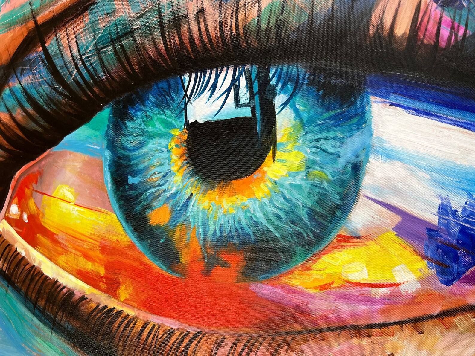 Hand-painted Eye Oil Painting: Colorful Canvas Wall Art - Etsy