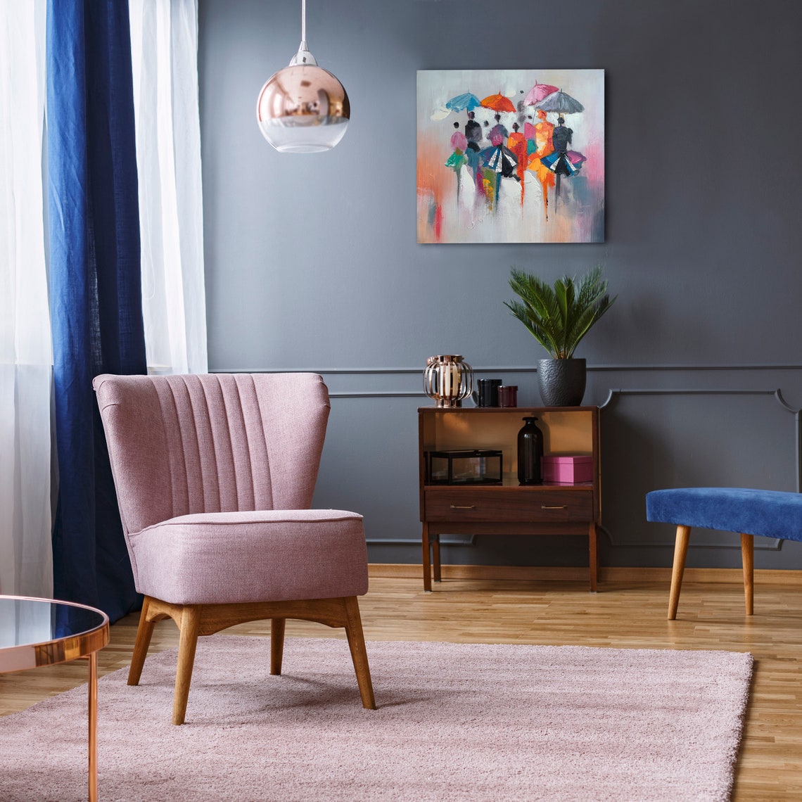 Abstract Hand Paint Canvas Artwork Home Decor rain in | Etsy