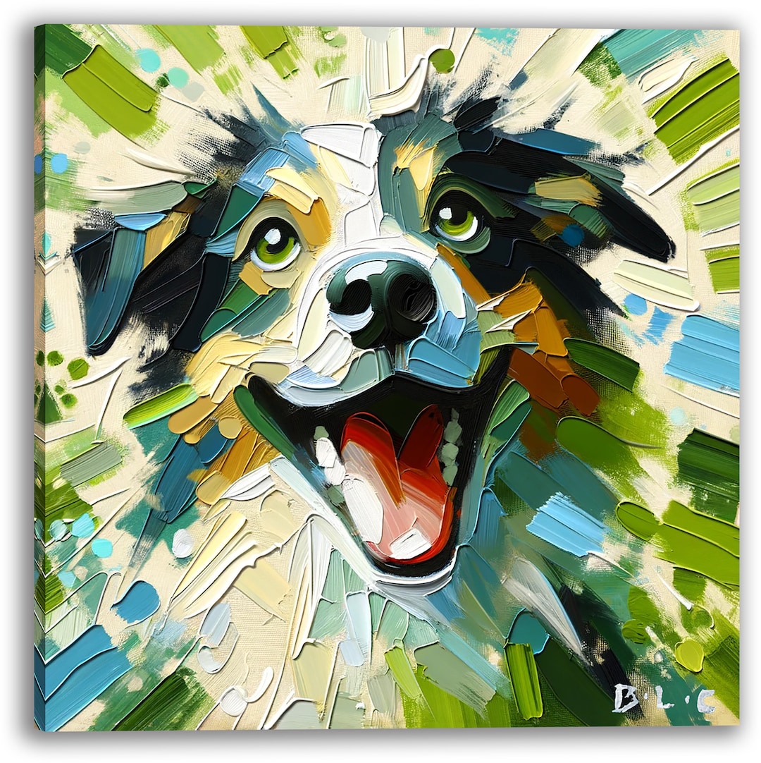 Original Vibrant Canine Expressionism: Abstract Dog Portrait, Palette ...