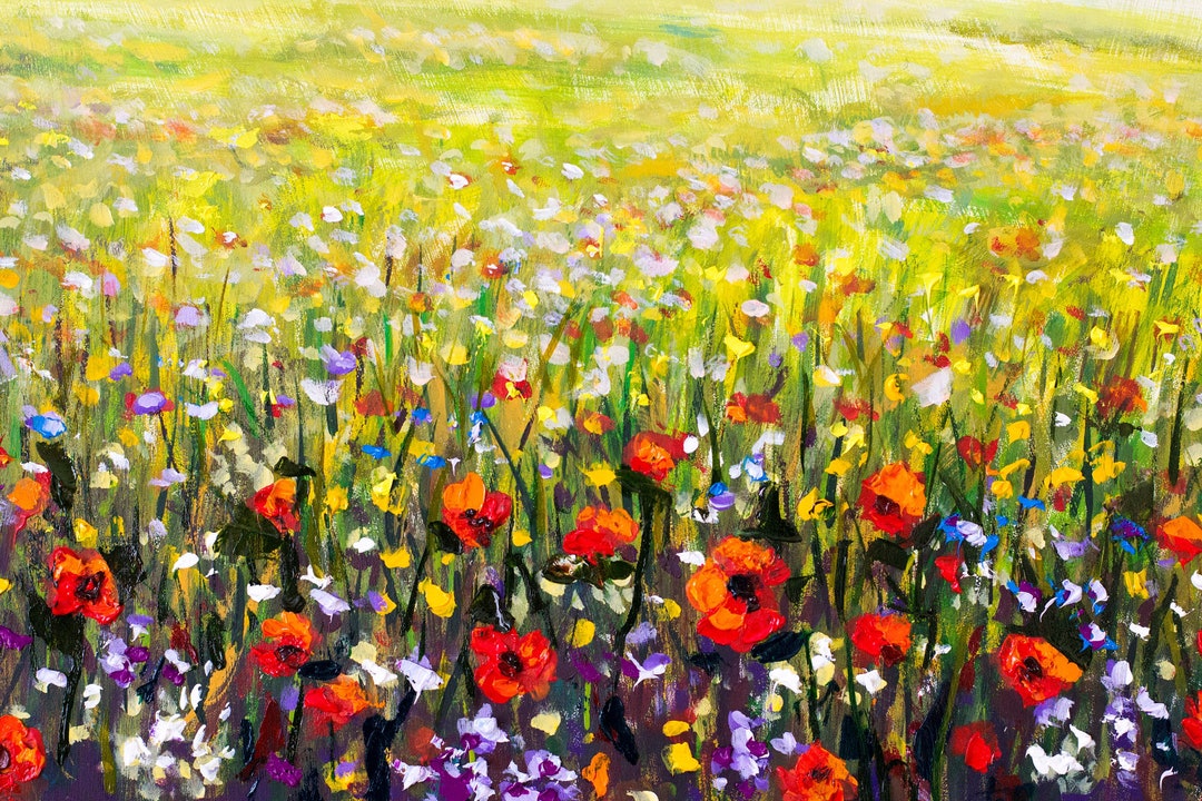Custom Hand Painted "spring Wildflowers" Oil on Canvas Original Art ...