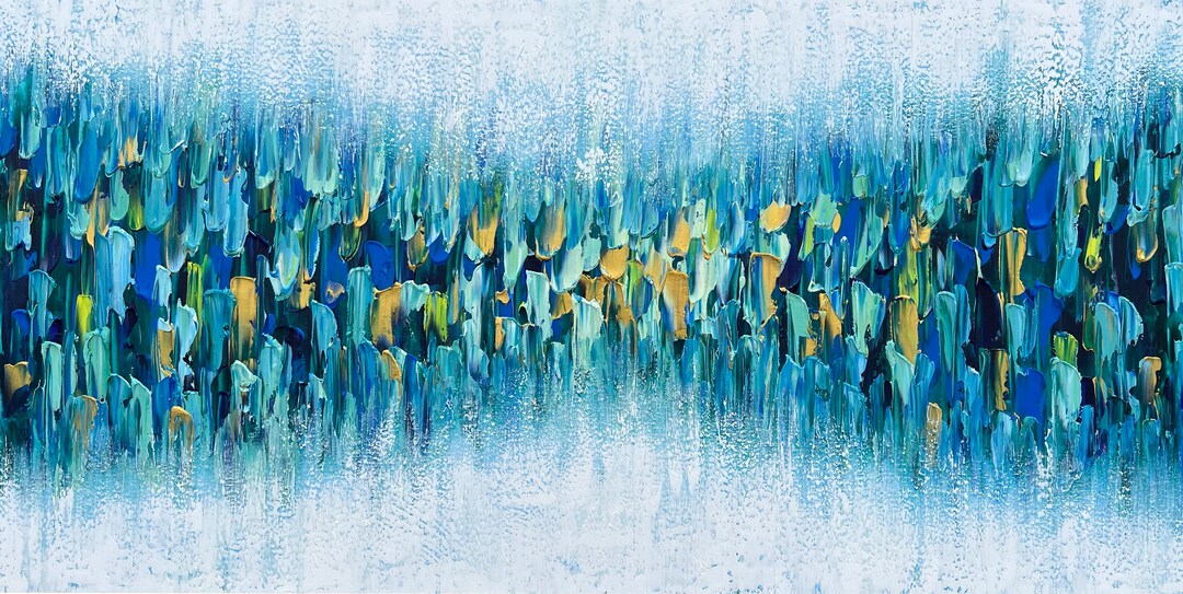 Hand-painted Abstract 3D Texture Oil Painting: Distant Forest ...
