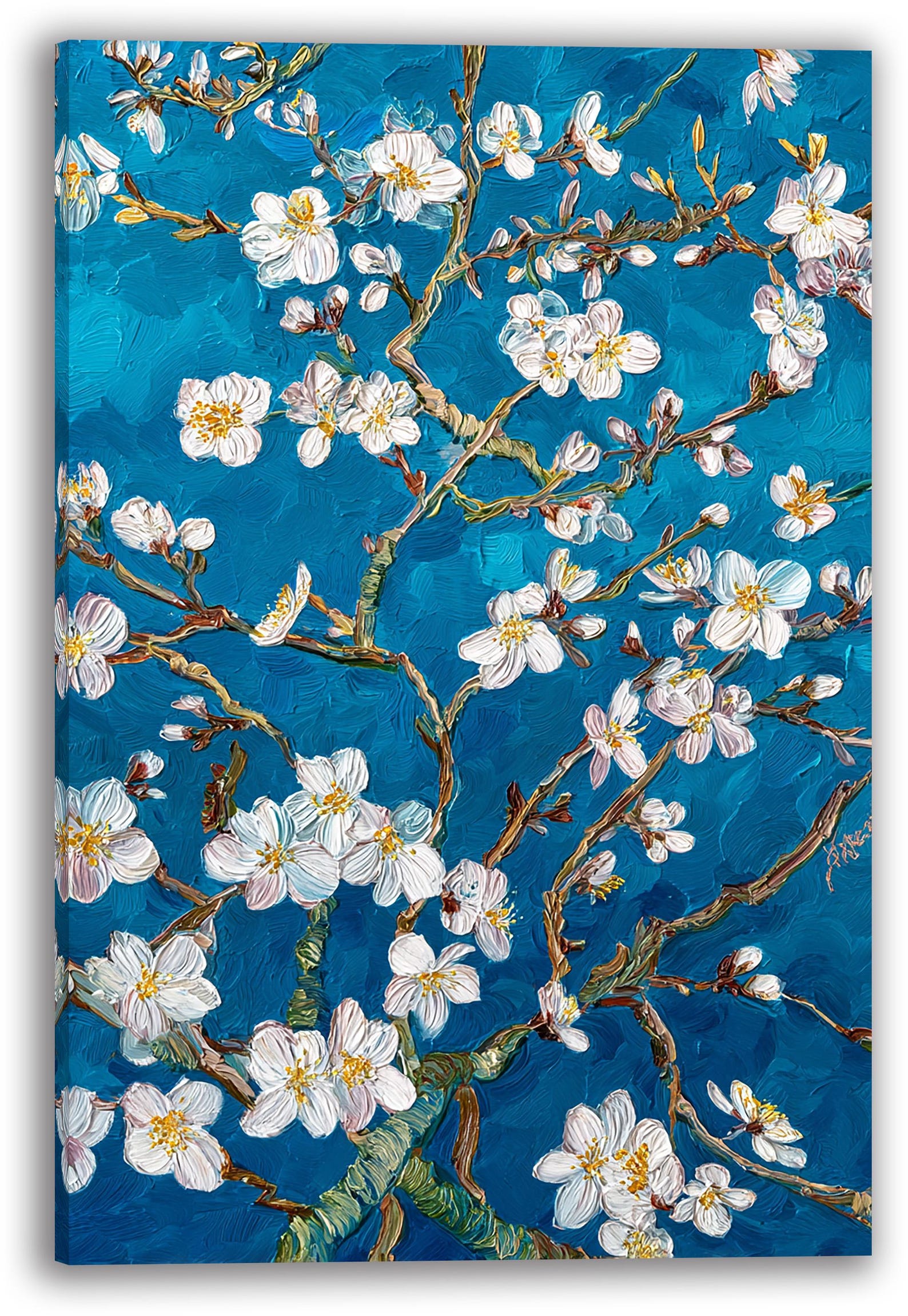 Hand-painted Almond Blossom Canvas Art - Van Gogh Inspired Floral ...
