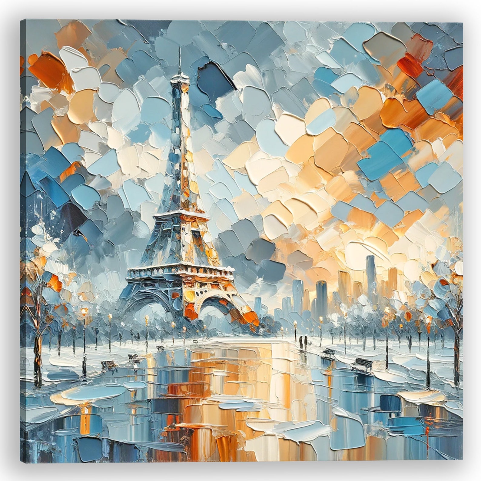 Original "parisian Dreams" - Textured Impasto Oil Painting of Eiffel ...
