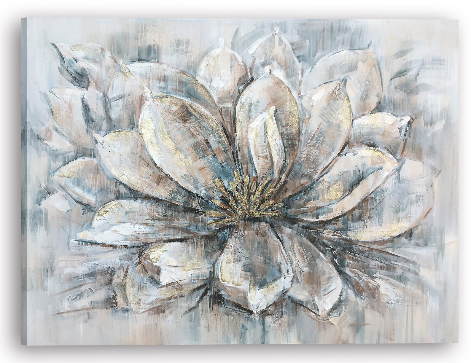 Hand-painted blue Flower With Golden Stamen Modern - Etsy