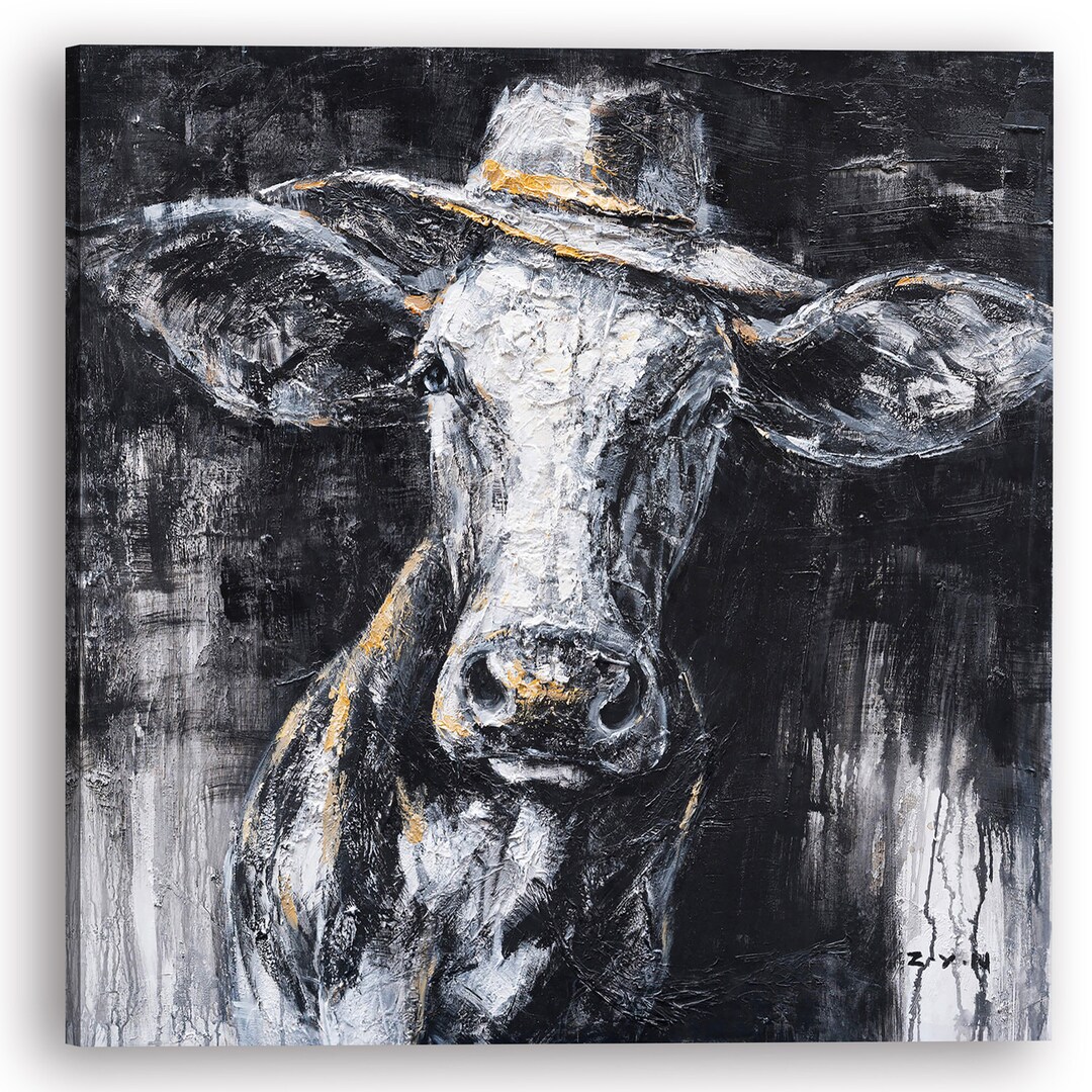 Hand-painted "gentry Cow" Oil Painting Original Art, Wall Art for ...