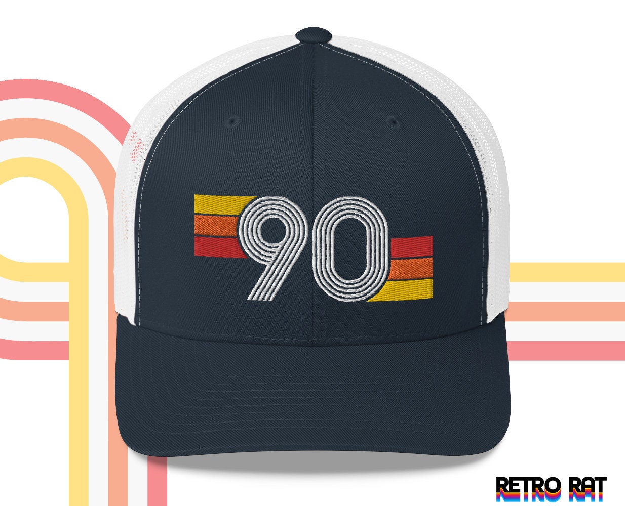 1990 Retro Multi Lines Trucker Hat for Men and Women | Birthday Gift ...