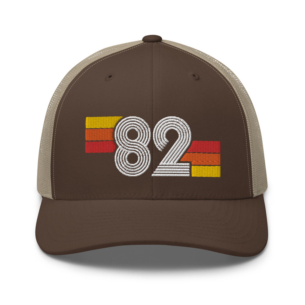 82 – 1982 Retro Multi Line Trucker Hat – Birthday Gift for Him or Her ...