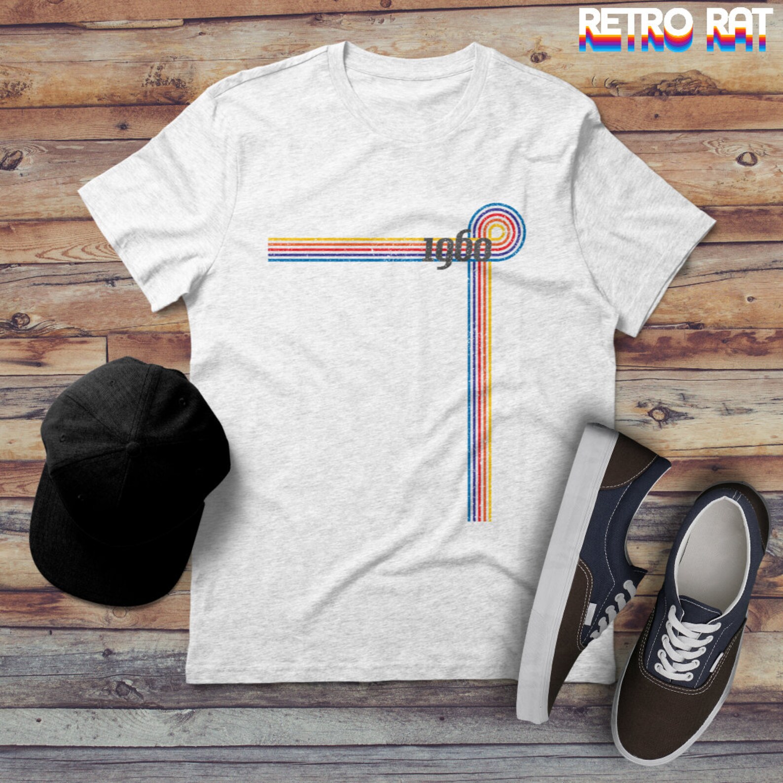 1960 Vintage Racing Stripes T-shirt for Men and Women Unisex Short ...