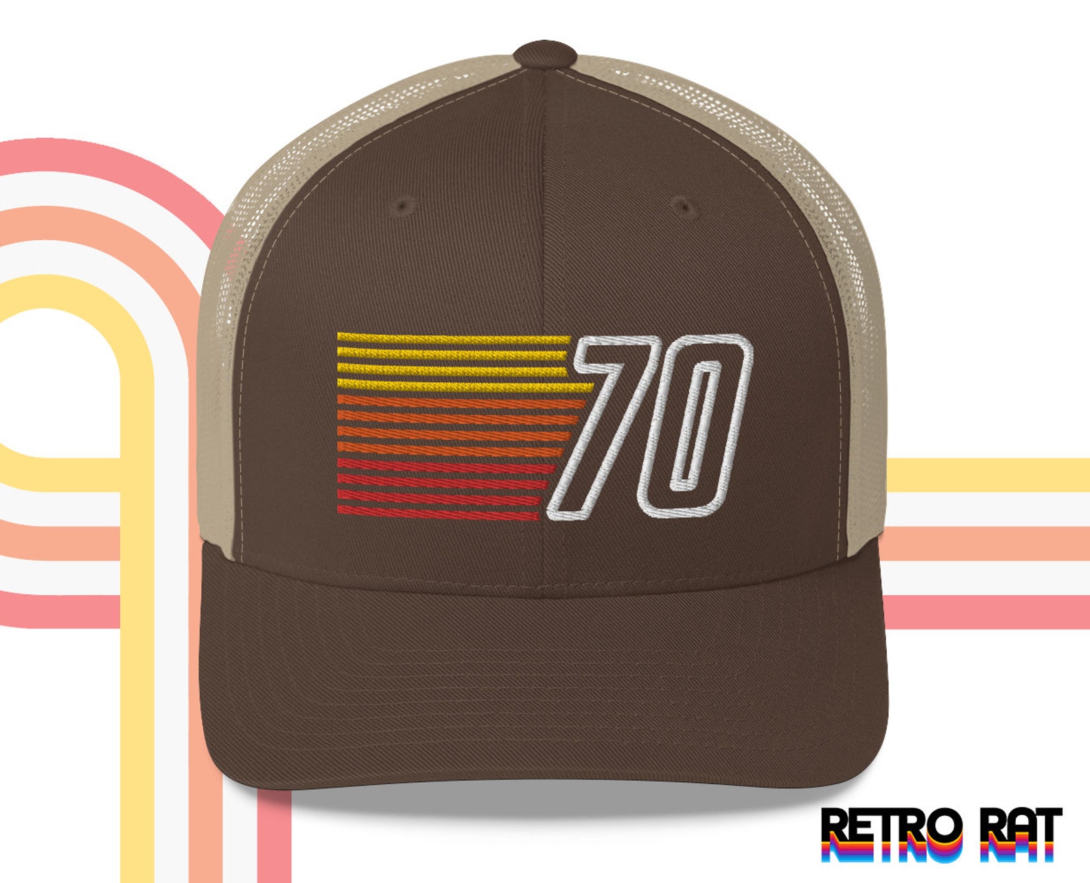 1970 Retro Stripes Trucker Hat for Men and Women | 70 Birthday Gift ...