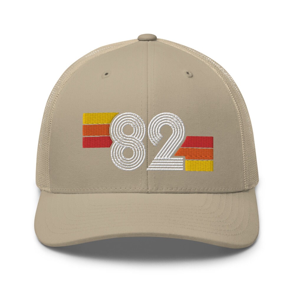 82 – 1982 Retro Multi Line Trucker Hat – Birthday Gift for Him or Her ...
