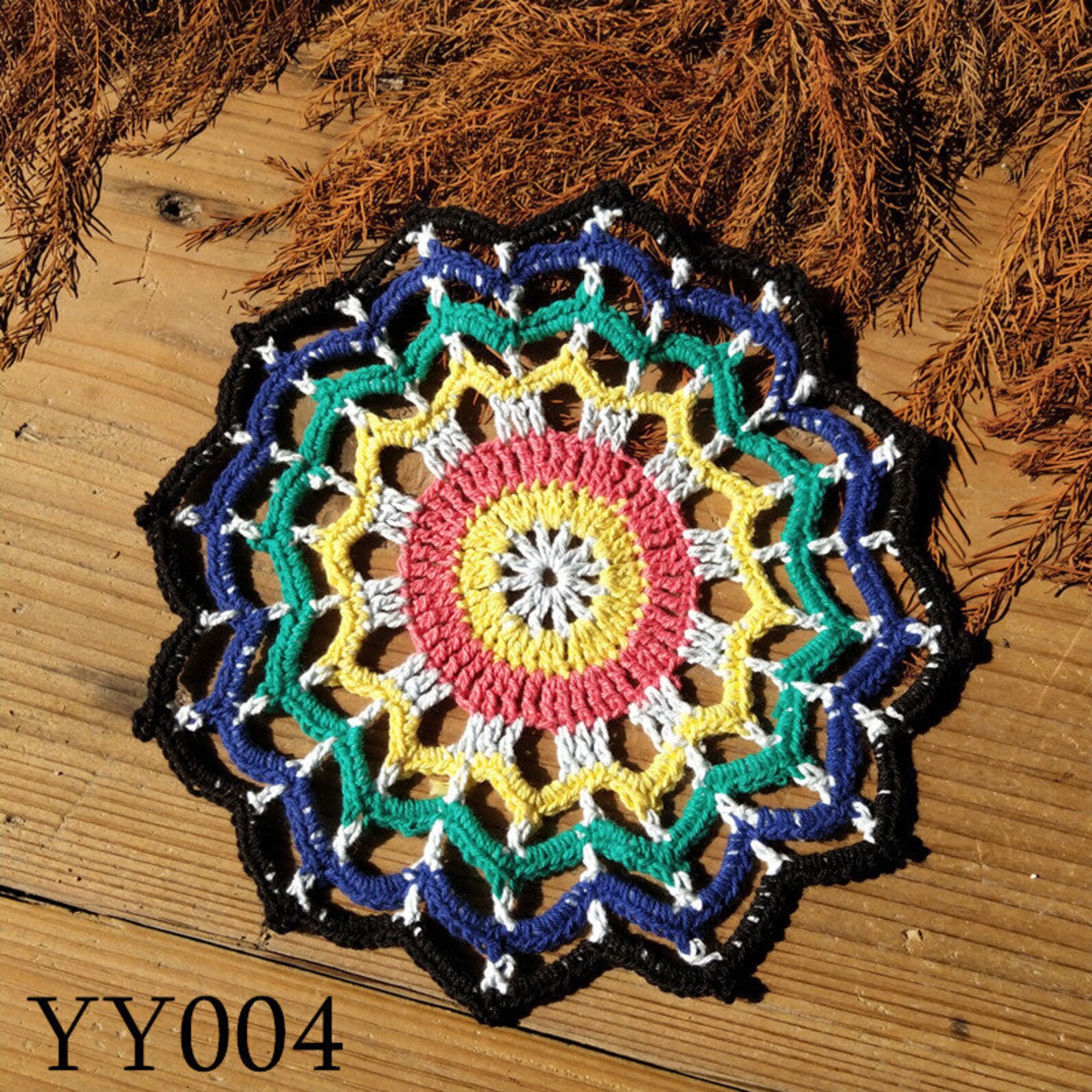 18 PCS Handmade Crochet Doily Mandala Multi Colored Christmas | Etsy